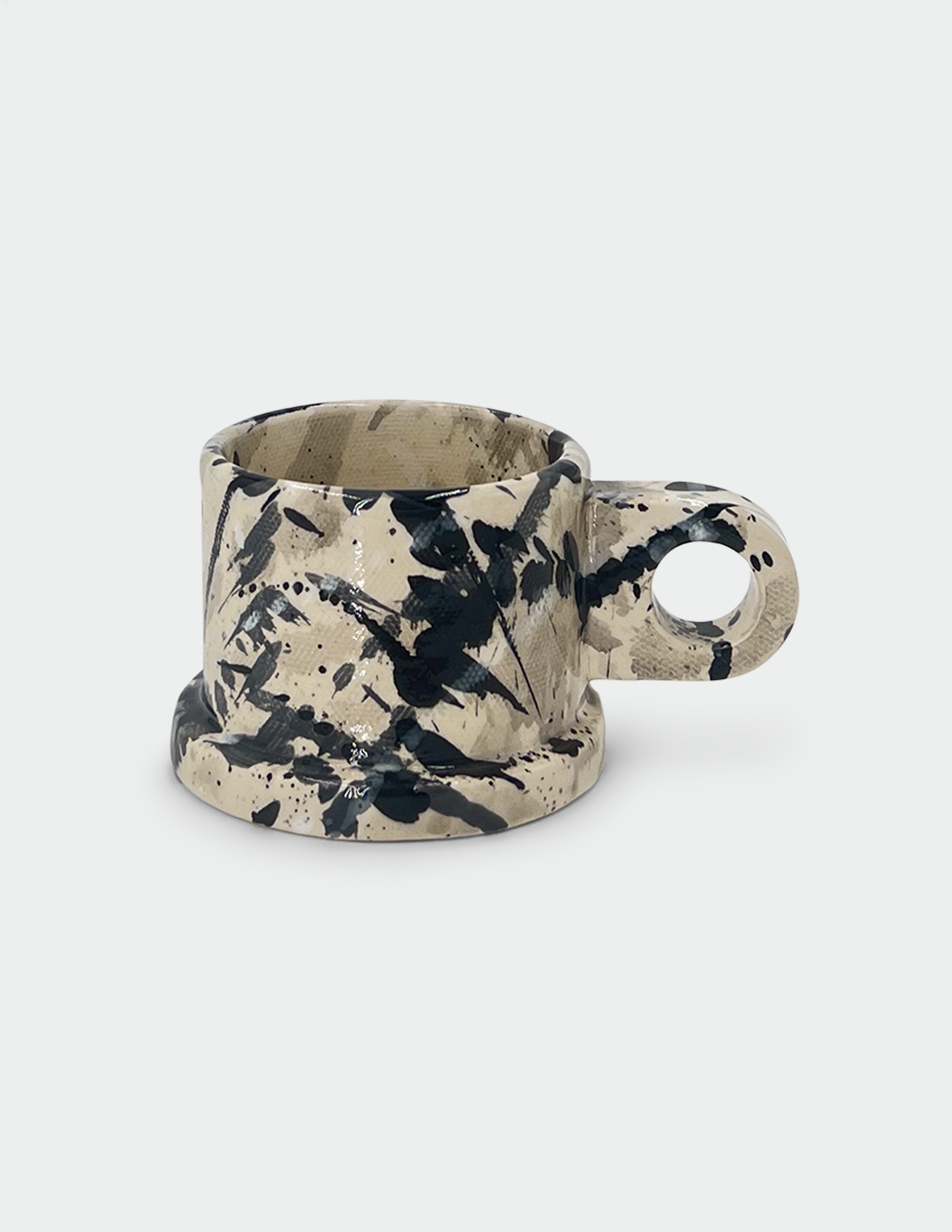 Araks - Black and White Splatter Cortado Mug by Peter Shire